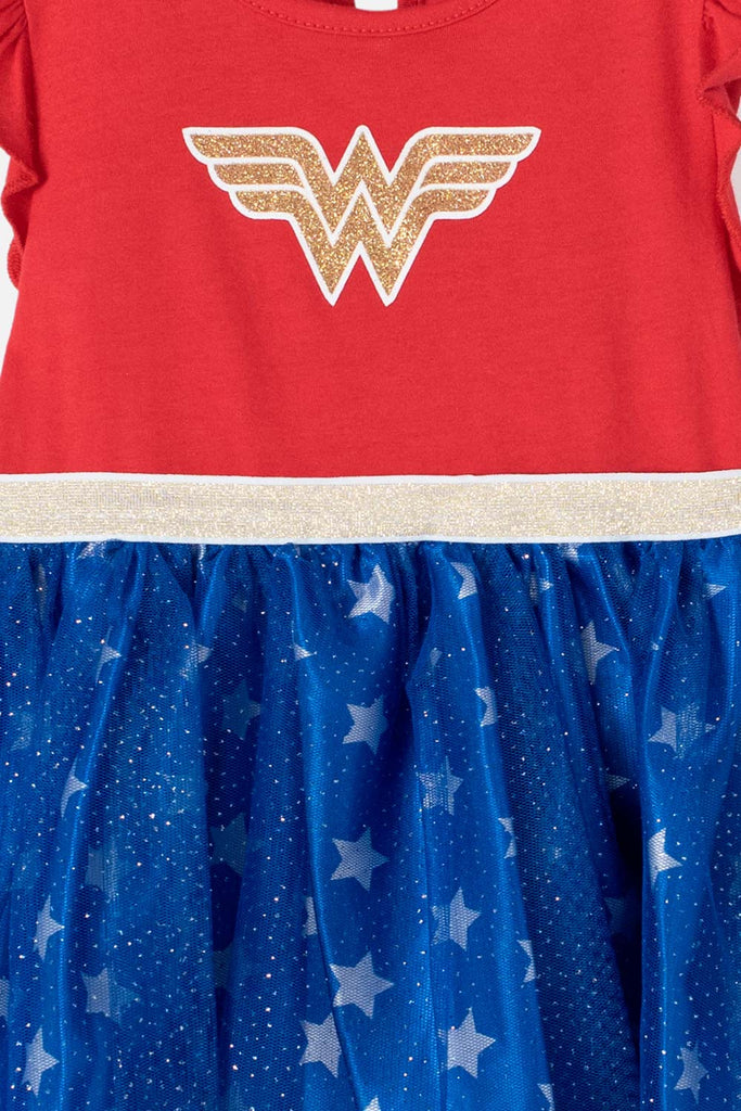 VESTIDO DE WONDER WOMAN CON TUTÚ ROJO PARA BEBÉ NIÑA – MIC Ecuador